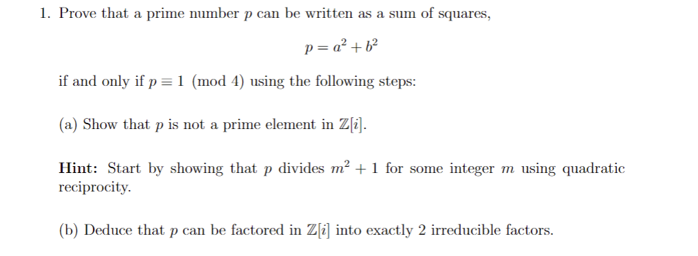 Solved 1. Prove that a prime number \\( p \\) can be written | Chegg.com