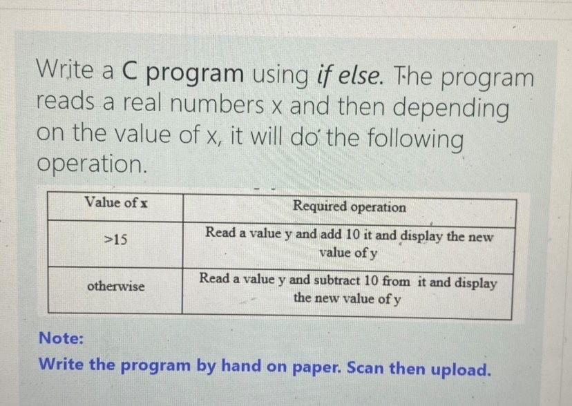 Solved Write A C Program Using If Else The Program Reads A 5928