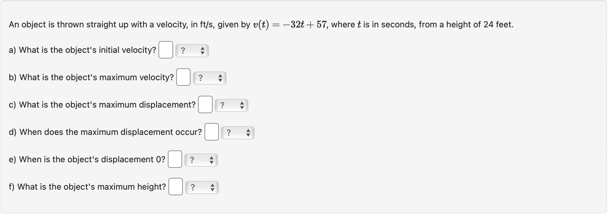 Solved An object is thrown straight up with a velocity, in | Chegg.com