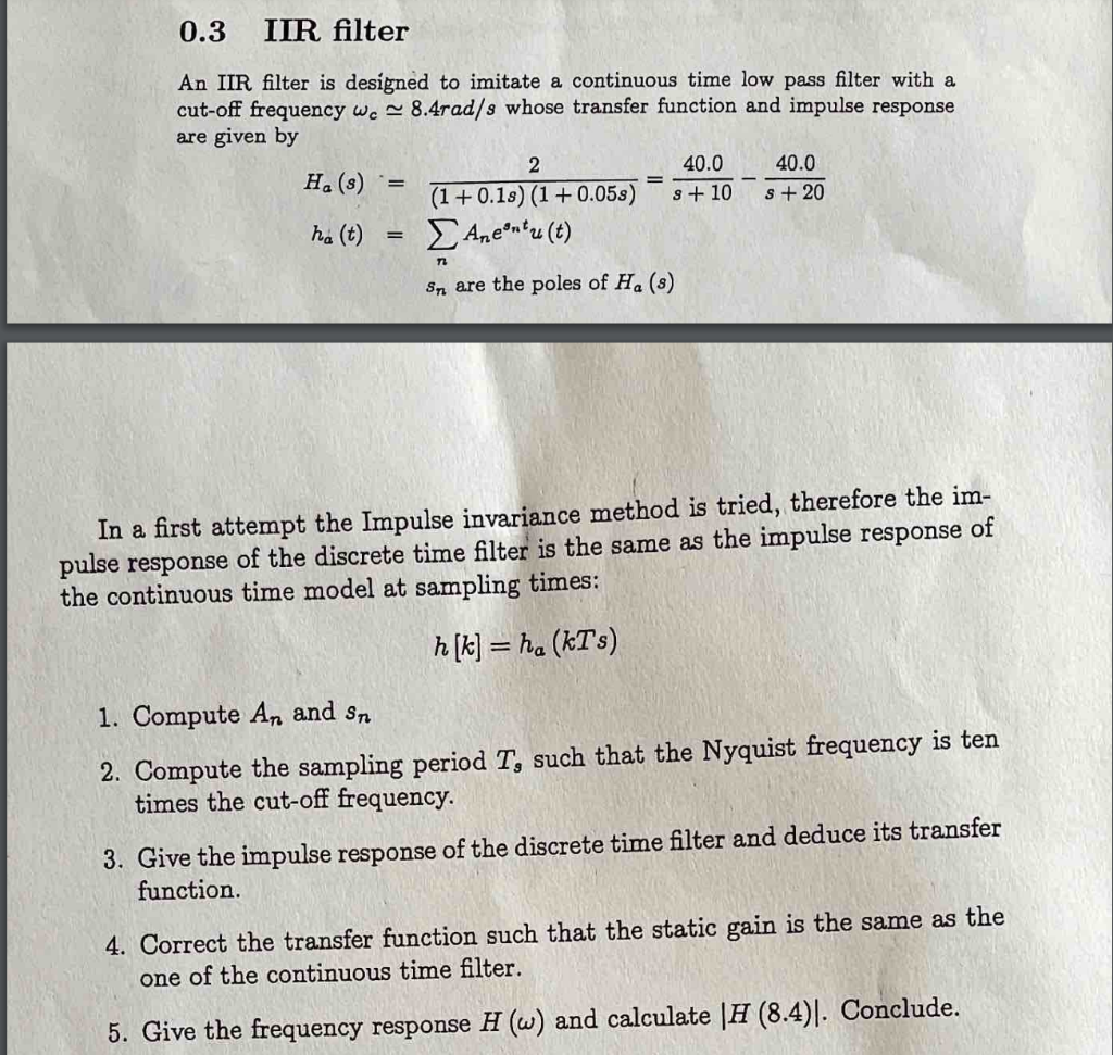 Solved Digital Signal Processing question. IIR filter An | Chegg.com