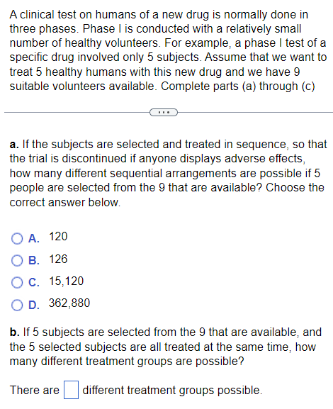 Solved A clinical test on humans of a new drug is normally | Chegg.com