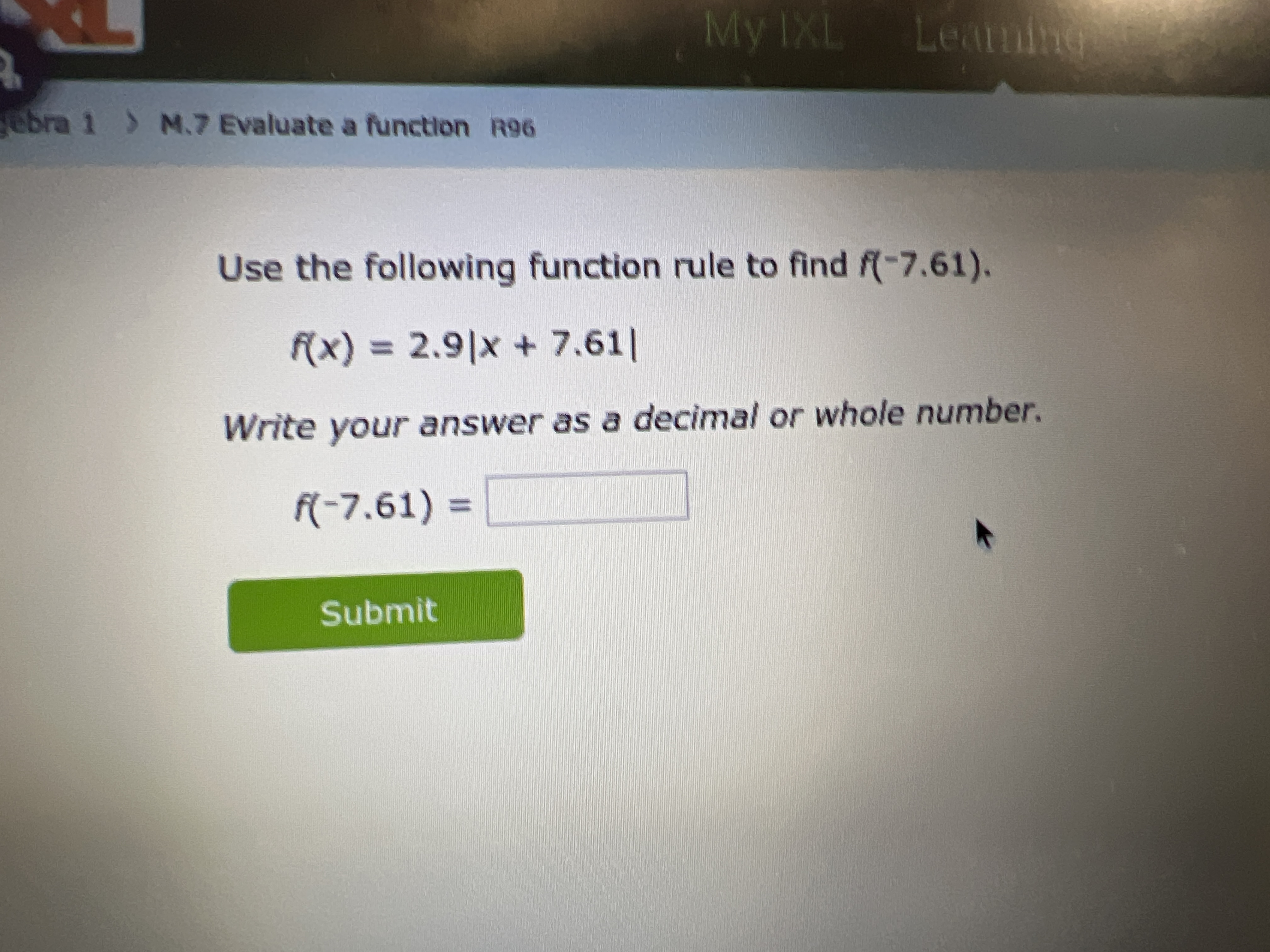 Solved Use the following function rule to find f(−7.61). | Chegg.com