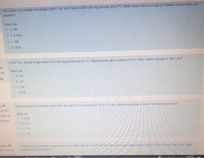 Solved The volume of a sample of hydrogen is 811.2 mL and it | Chegg.com