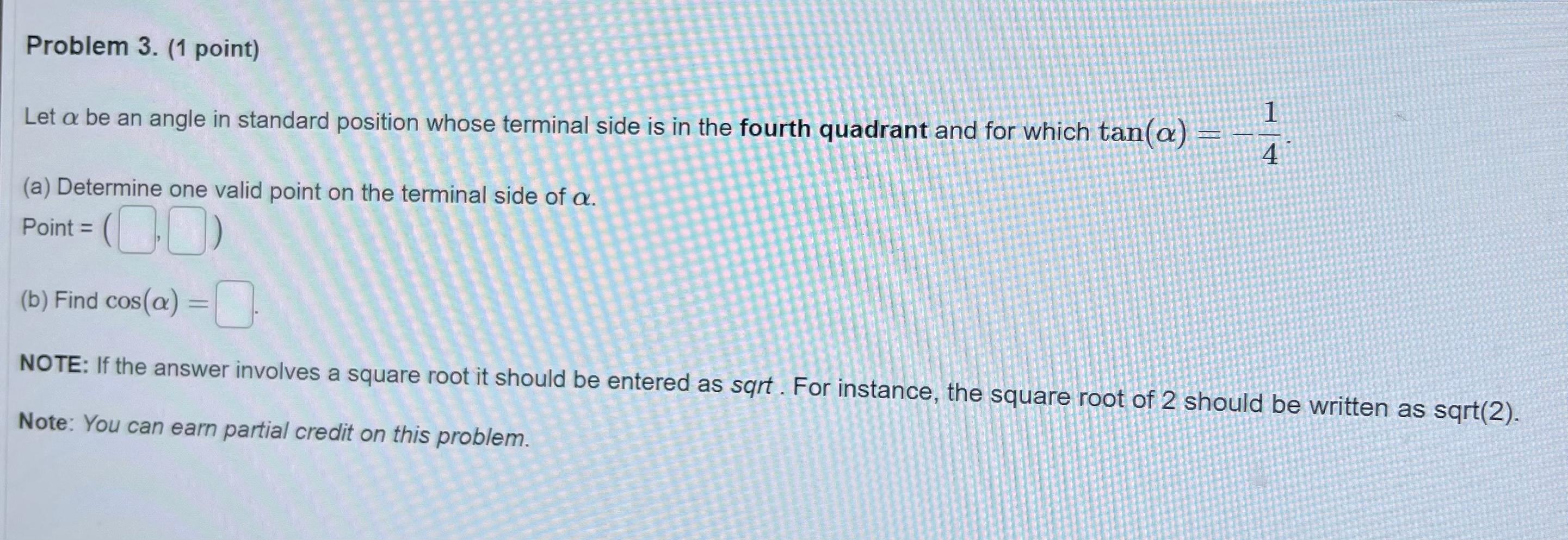 Solved Let α be an angle in standard position whose terminal | Chegg.com
