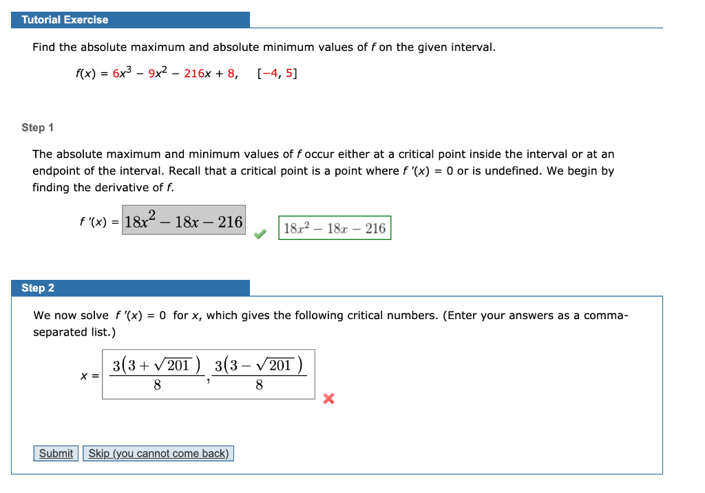 Solved Tutorial Exercise Find the critical numbers of the | Chegg.com