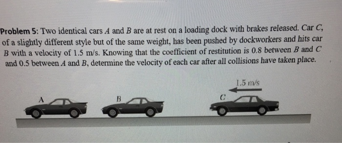 Solved Two identical cars A and B are at rest on a loading | Chegg.com