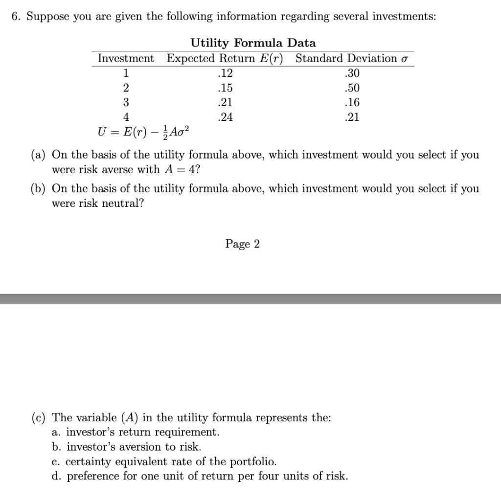 Solved 6. Suppose you are given the following information | Chegg.com