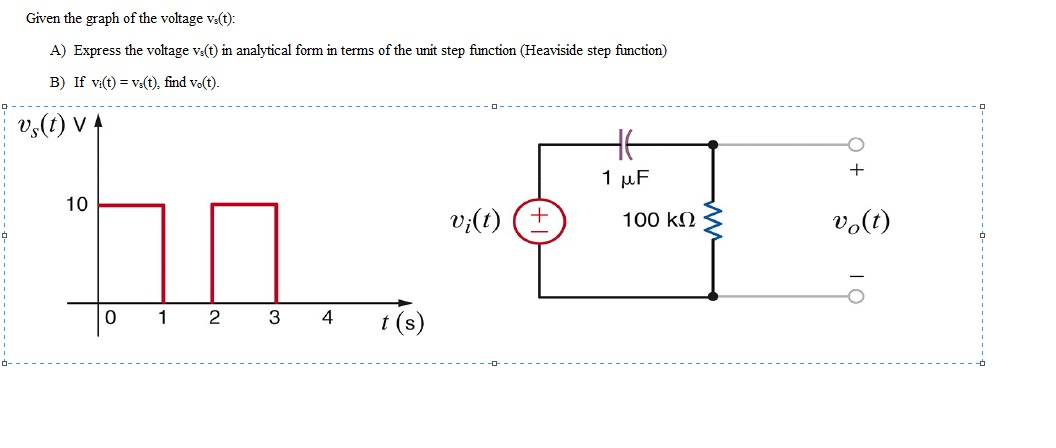 Solved Given the graph of the voltage v:(t): A) Express the | Chegg.com