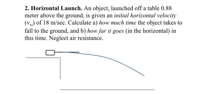 Solved 2. Horizontal Launch. An object, launched off a table | Chegg.com