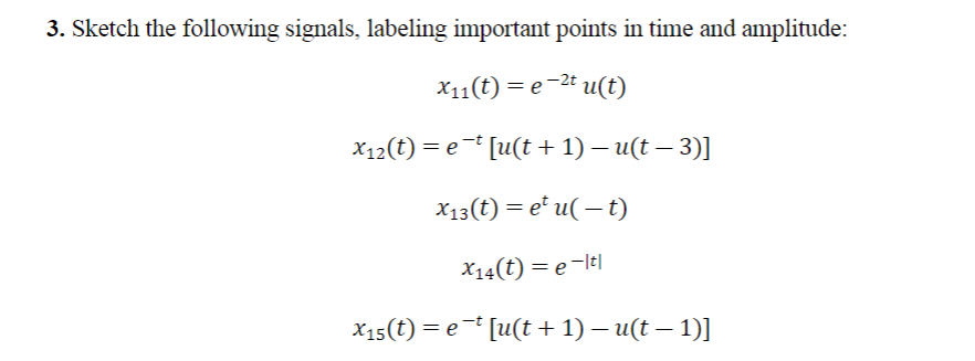 Solved 3. Sketch the following signals, labeling important | Chegg.com