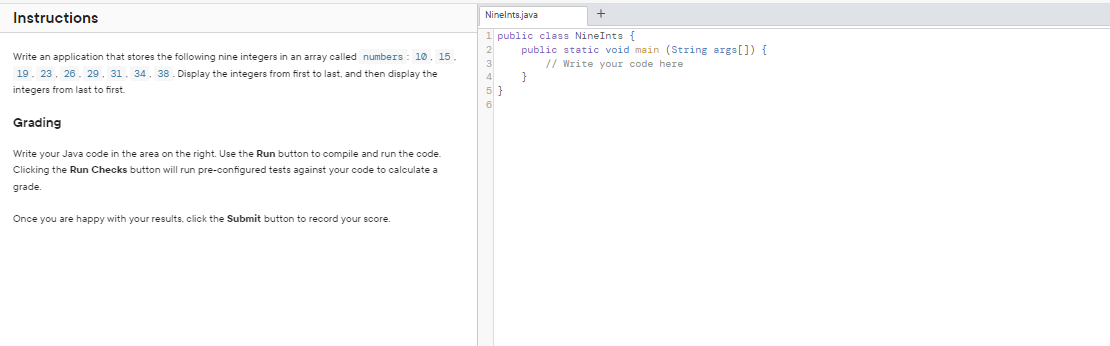 Solved Write an application that stores the following nine | Chegg.com
