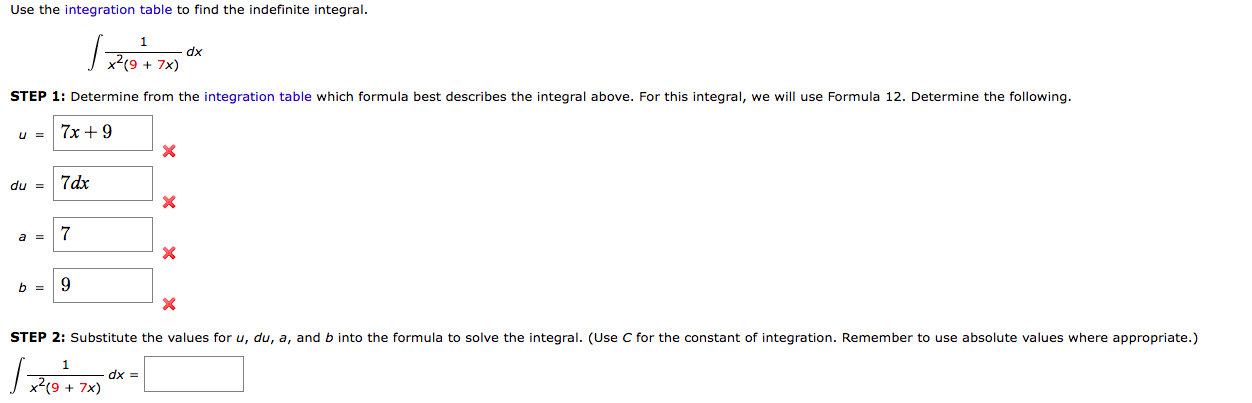 Solved Use the indicated formula from the integration table | Chegg.com