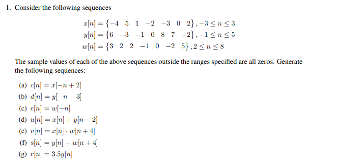 Solved 1. Consider the following sequences | Chegg.com