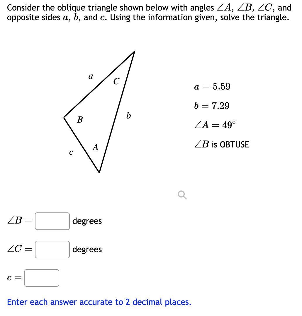 Solved Consider the oblique triangle shown below with angles | Chegg.com