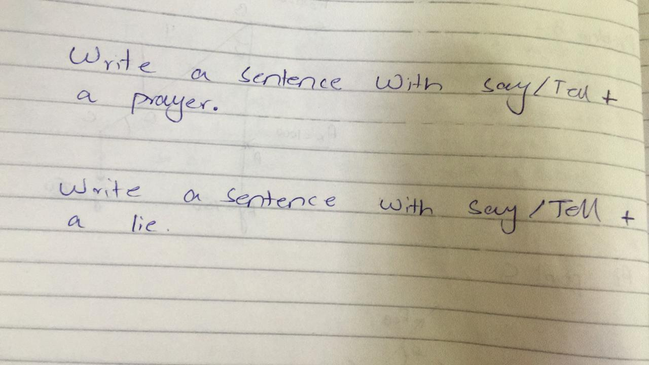 Solved Write a a prayer. sentence with say/Tel + Write a | Chegg.com
