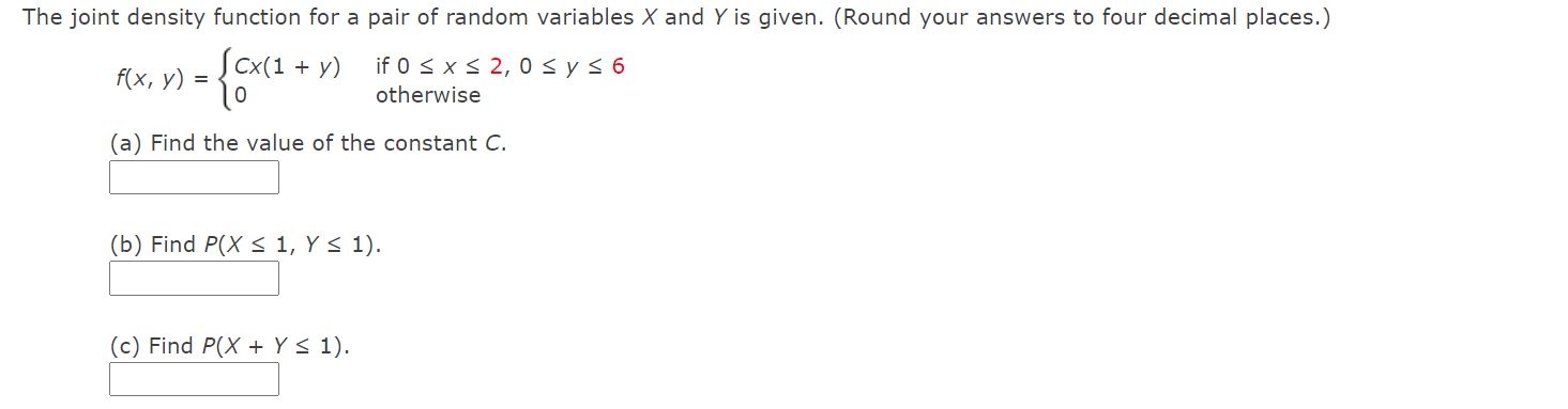 Solved The joint density function for a pair of random | Chegg.com