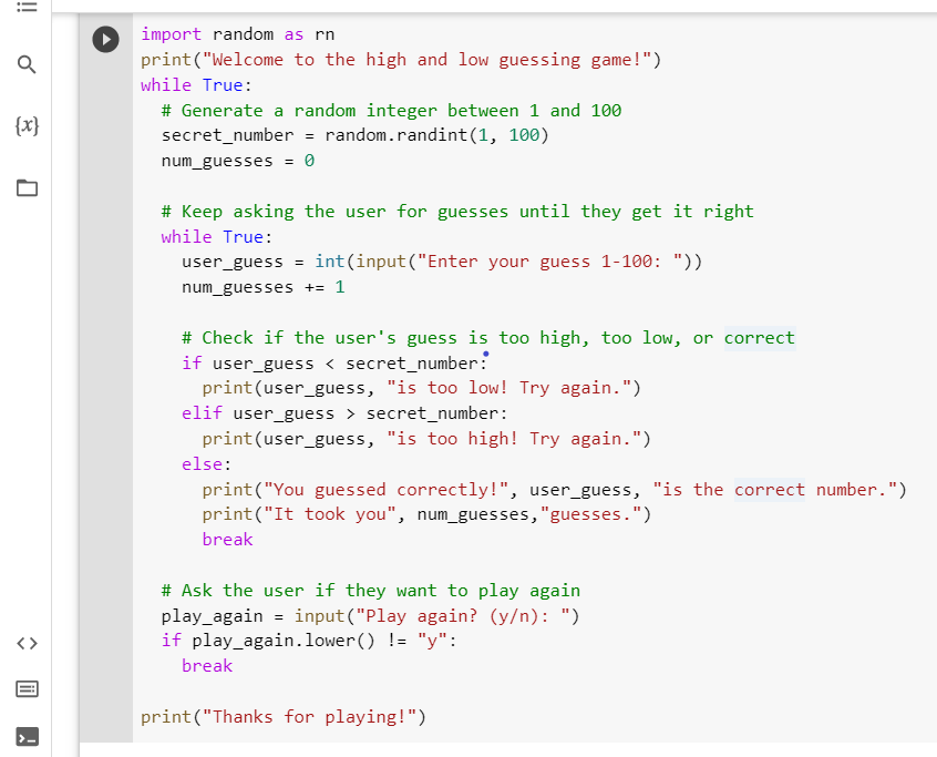 Solved Modify the high_low_game program so it also plays hot | Chegg.com