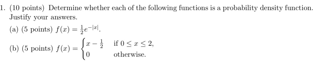 Solved 1. (10 points) Determine whether each of the | Chegg.com