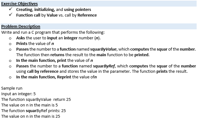 Solved Exercise Objectives Creating, initializing, and using | Chegg.com