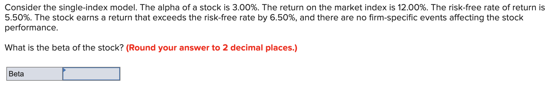Solved Consider the single-index model. The alpha of a stock | Chegg.com