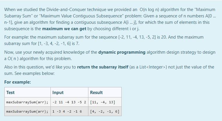 Solved When we studied the Divide-and-Conquer technique we | Chegg.com