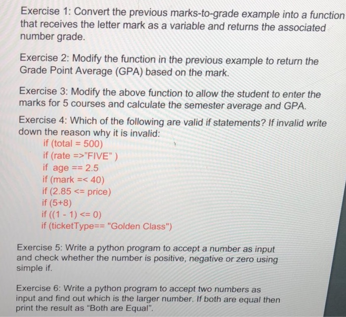 Solved Exercise 1: Convert the previous marks-to-grade | Chegg.com