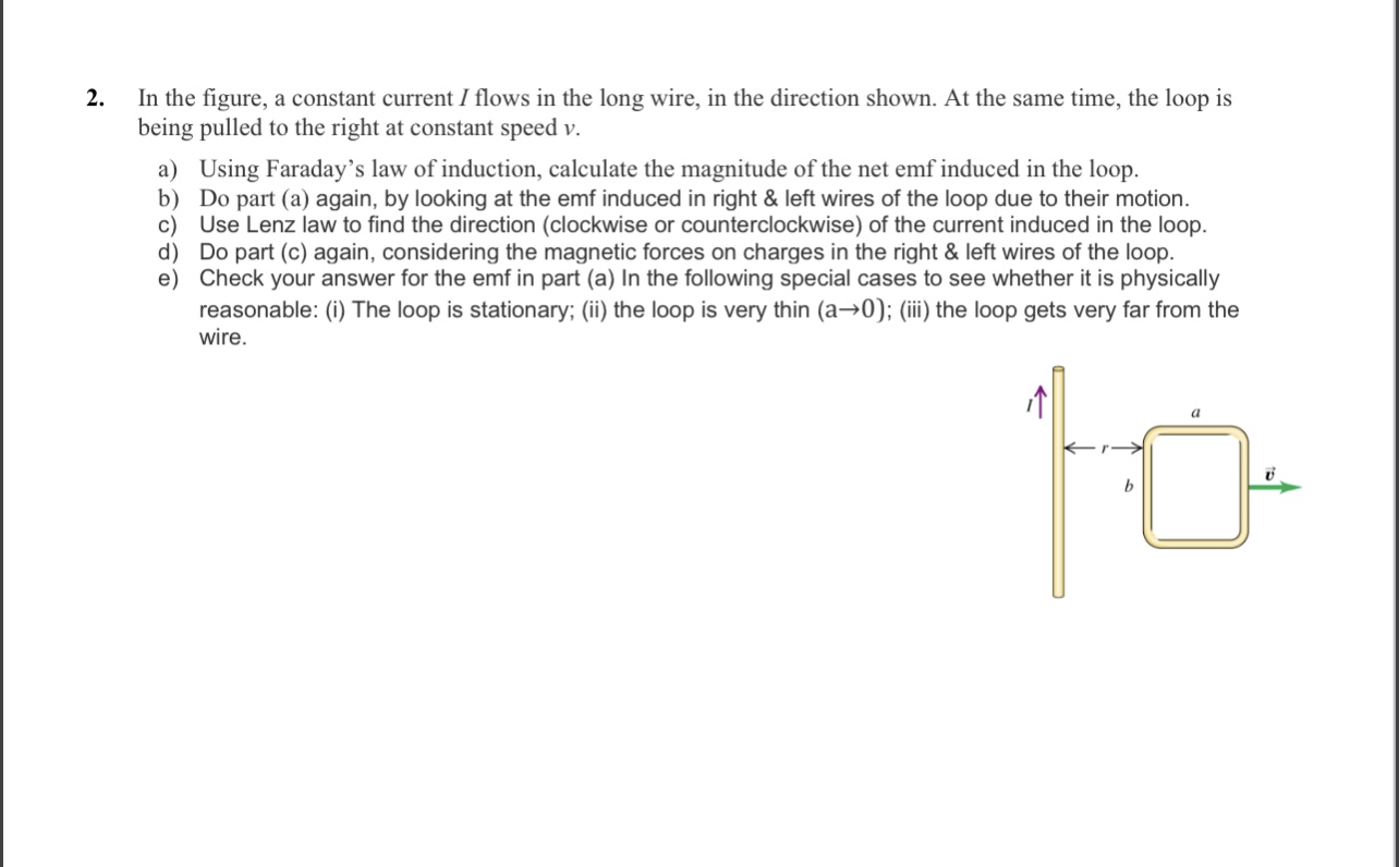 Solved 2. In the figure, a constant current I flows in the | Chegg.com