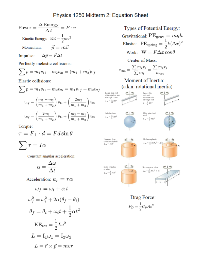 Solved: These Are The Equation Sheets That Were Given. Ple... | Chegg.com