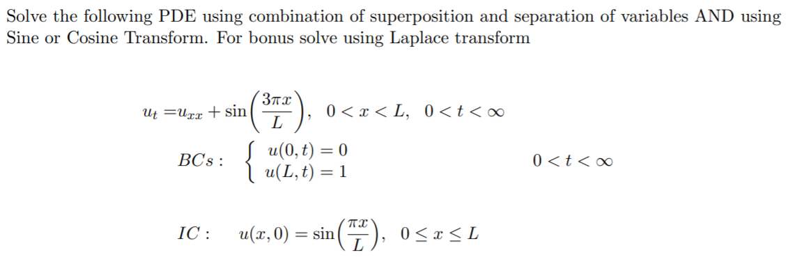 Solved Solve the following PDE using combination of | Chegg.com