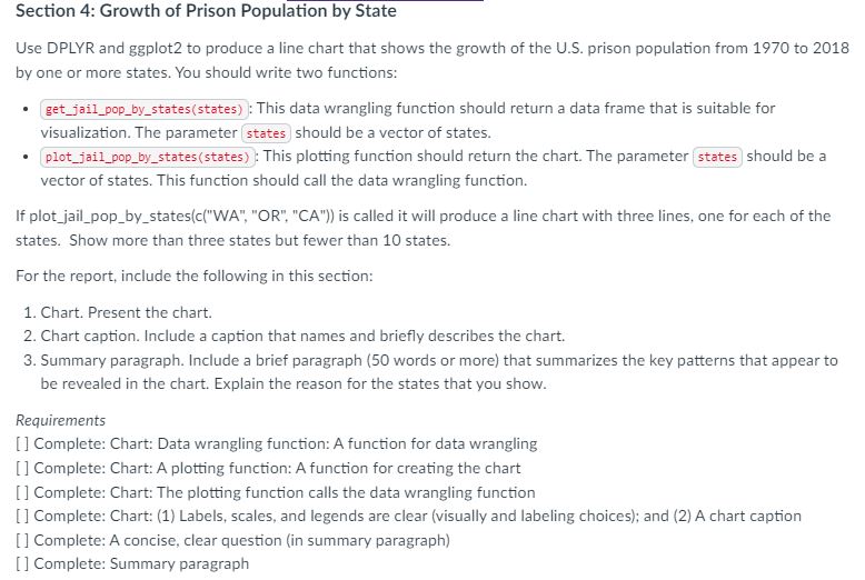 Section 4: Growth of Prison Population by State Use | Chegg.com