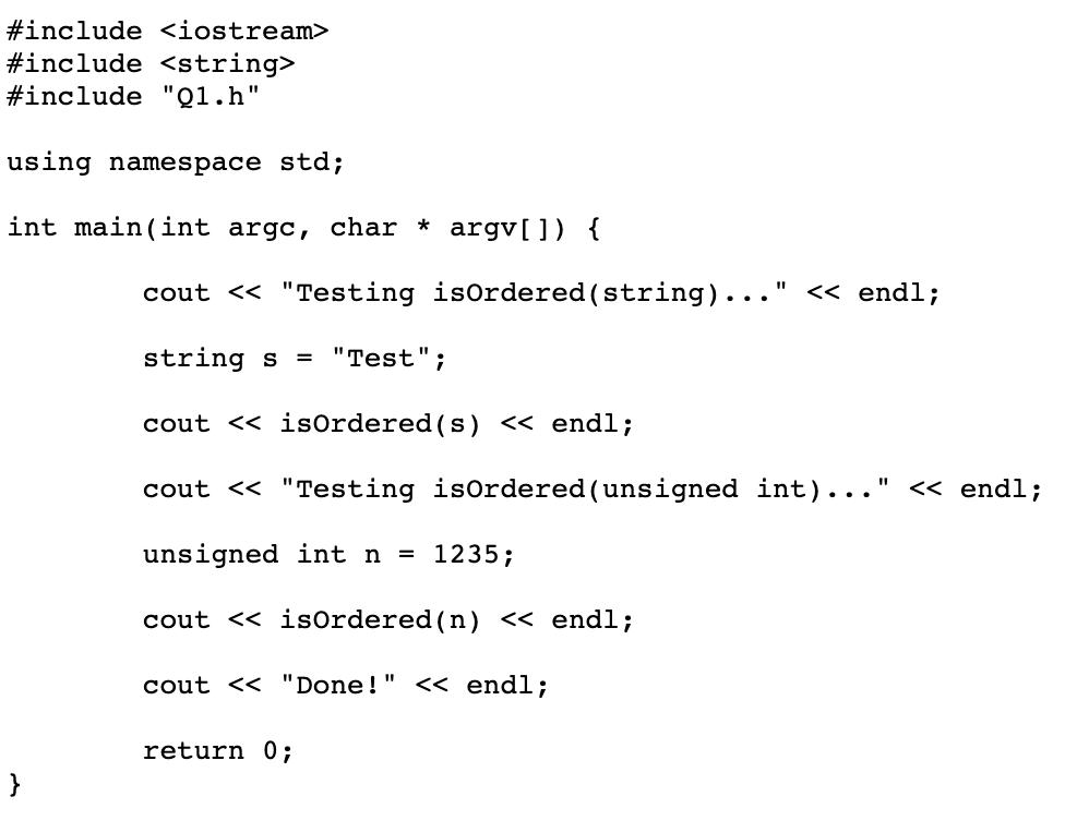 Solved You are given a Q1.h file with overloaded function | Chegg.com