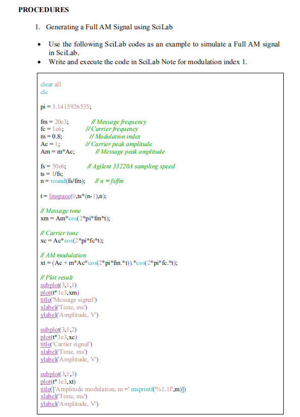 Solved LAB: AM MOD AND DEMOD USING VSA SOFTWARE OBJECTIVES | Chegg.com