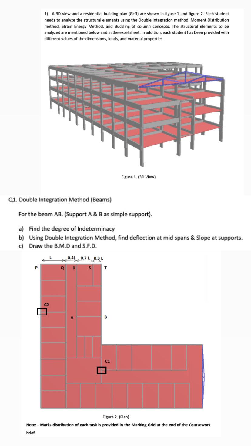 Solved 1) A 3D view and a residential building plan (G+3) | Chegg.com
