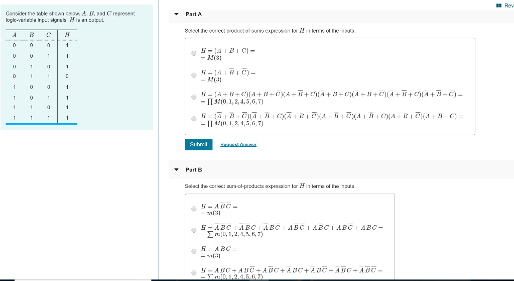 Solved II Rev Consider the table shown below. A, B, and C | Chegg.com