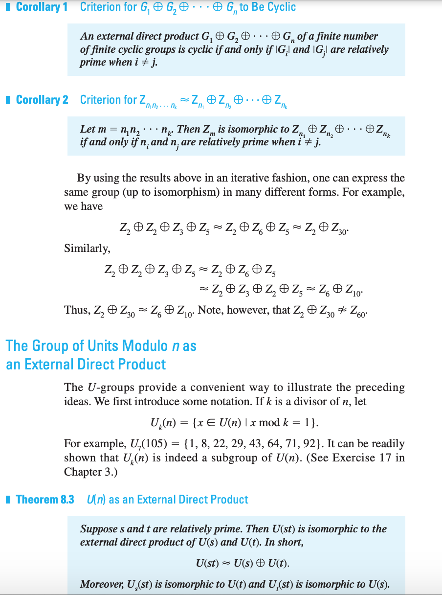 Solved I Corollary 1 Criterion for G, OG, O G, to Be Cyclic | Chegg.com
