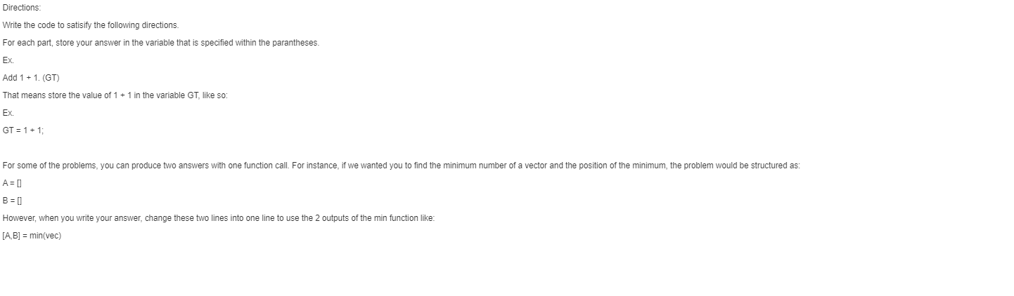 Solved Directions: Write the code to satisify the following | Chegg.com