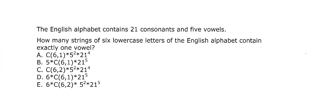 Solved The English alphabet contains 21 consonants and five | Chegg.com