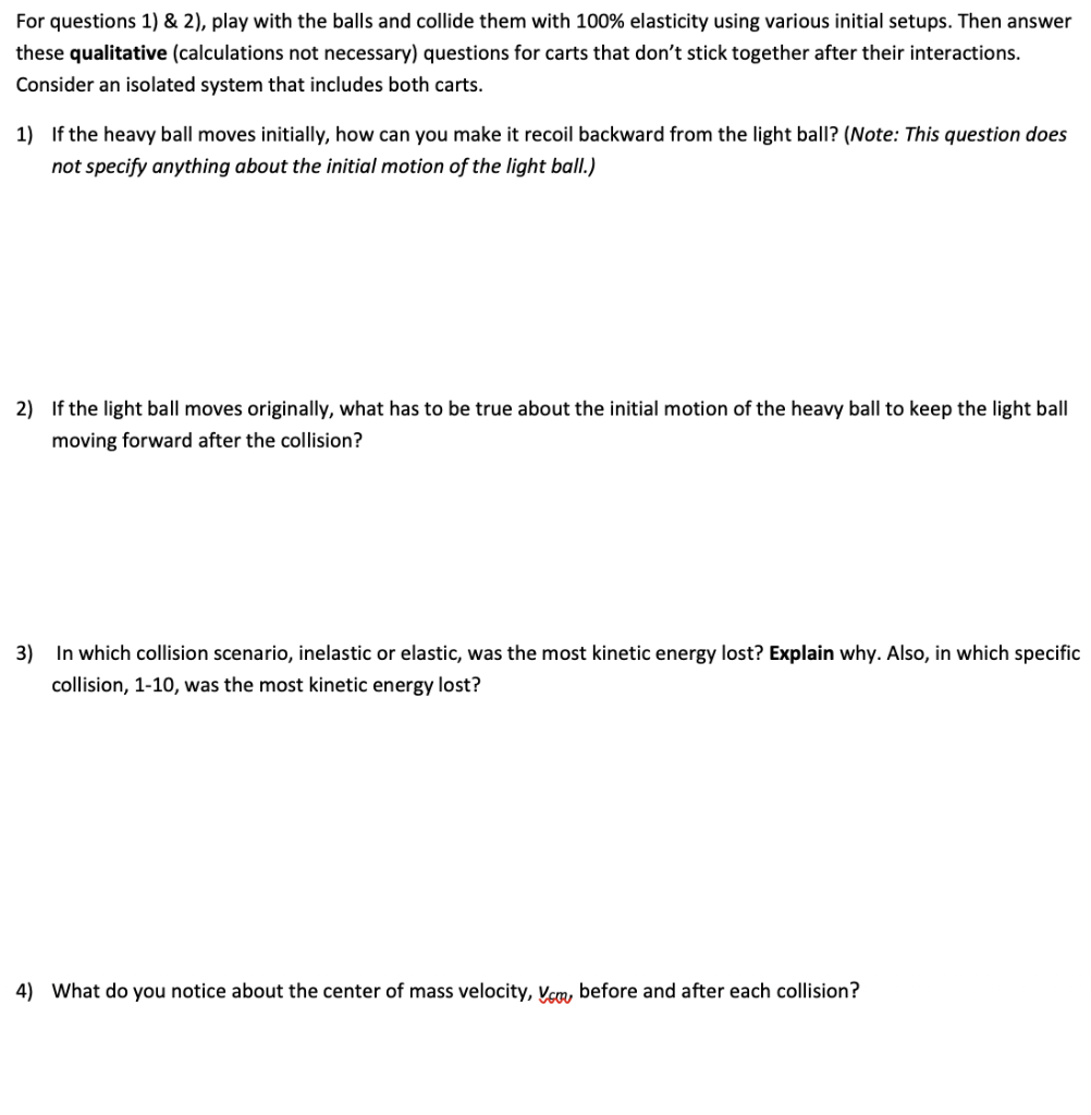 Solved go to phet.colorado sims collision lab to answer the | Chegg.com