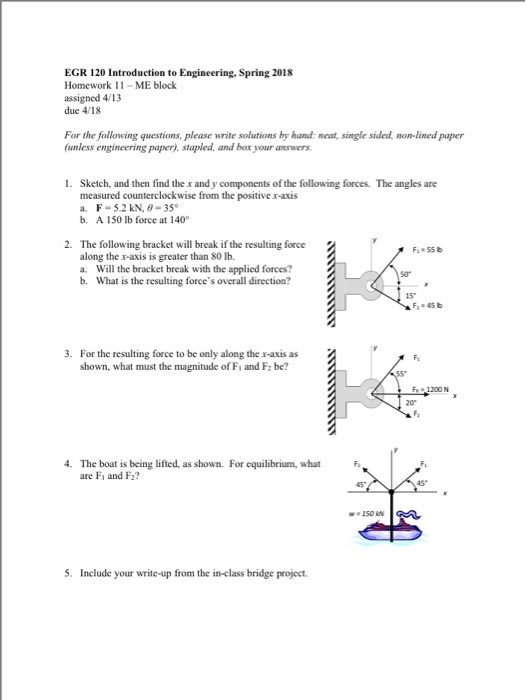 Solved EGR 120 Introduction to Engineering, Spring 2018 | Chegg.com