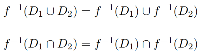 Solved f-1(D1 U D2) = f-1(D1) Uf-1(D2) f-1(Din D2) = | Chegg.com