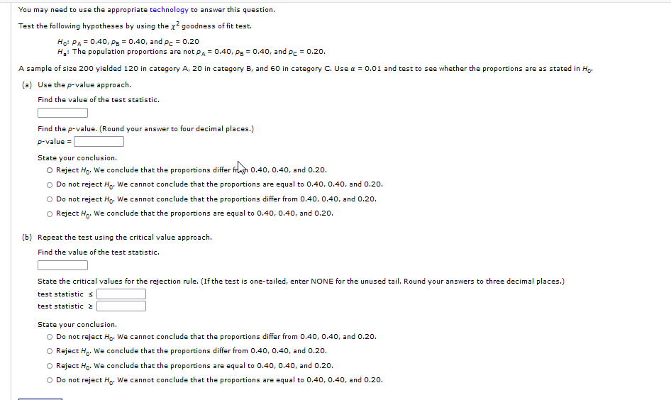 Solved Test the following hypotheses by using the χ2 | Chegg.com