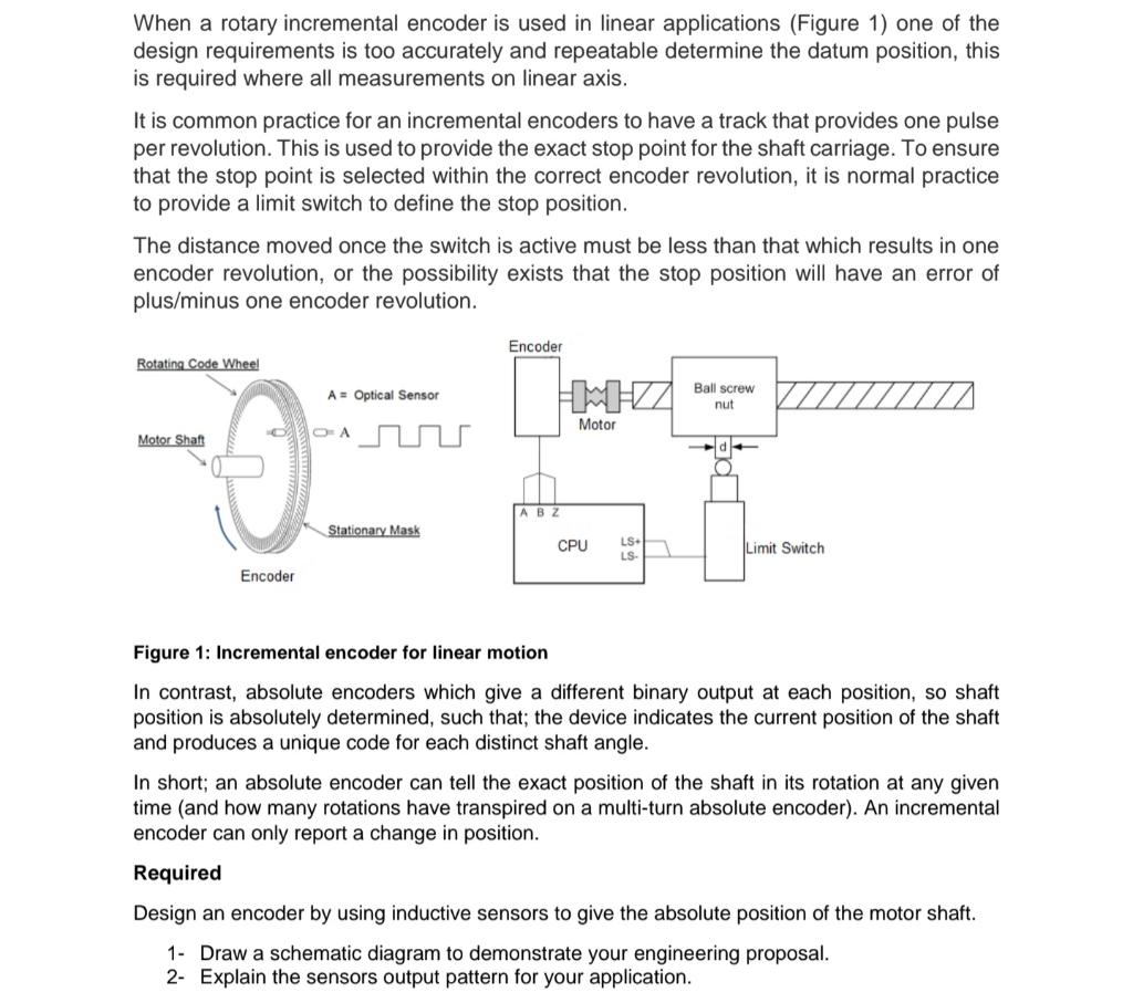 Solved When a rotary incremental encoder is used in linear | Chegg.com