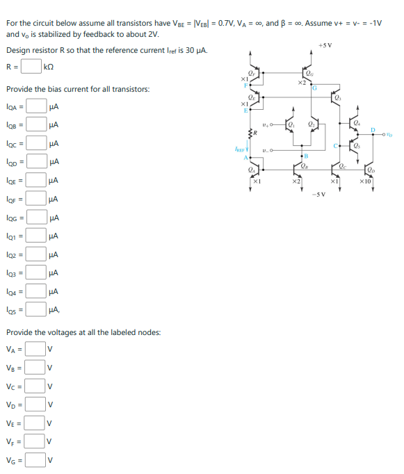 Solved For the circuit below assume all transistors have VBE | Chegg.com