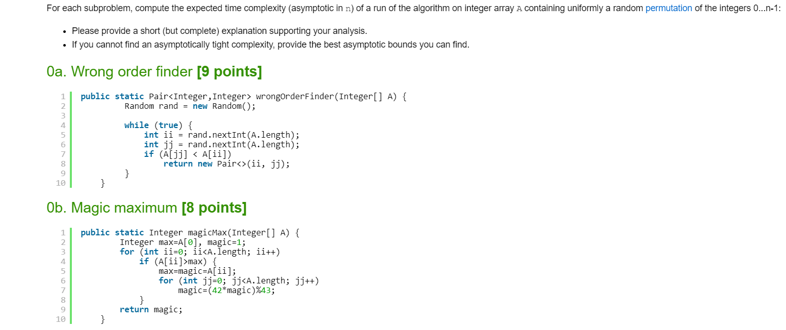 Solved For each subproblem, compute the expected time | Chegg.com