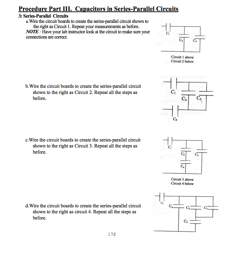 Solved Procedure Part III. Capacitors in Series-Parallel | Chegg.com