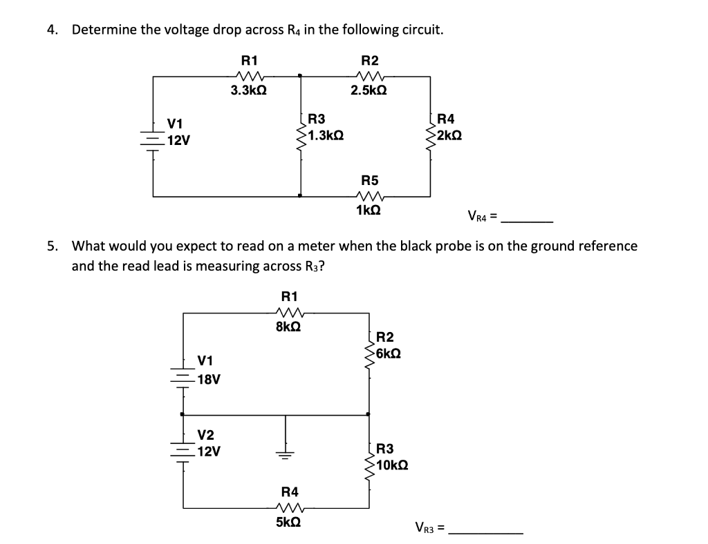 Solved 4. Determine the voltage drop across R4 in the | Chegg.com