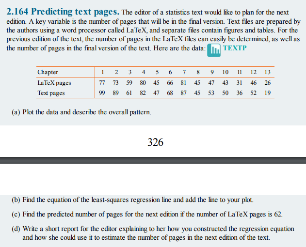 Solved 2.164 Predicting text pages. The editor of a | Chegg.com