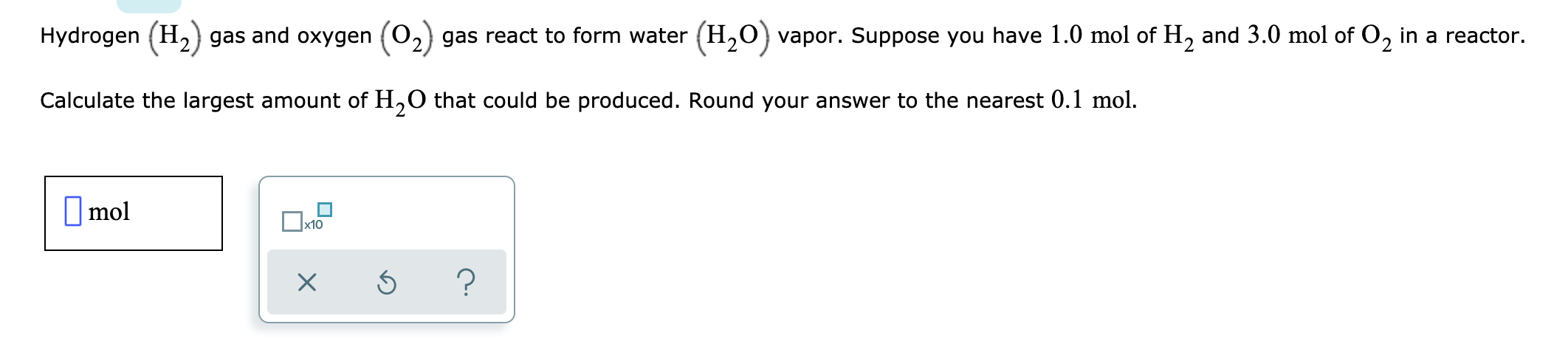Solved Hydrogen (H2) gas and oxygen (O2) gas react to form | Chegg.com
