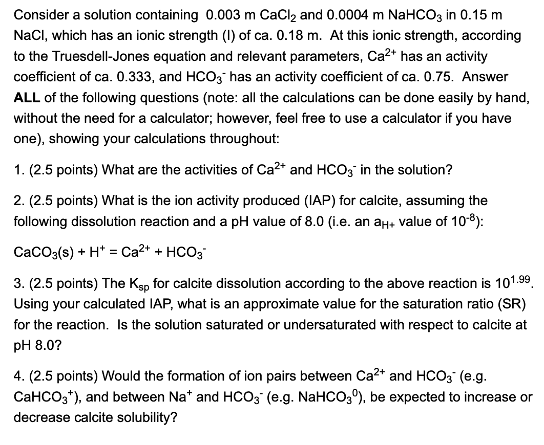 Solved Consider a solution containing 0.003 m CaCl2 and | Chegg.com