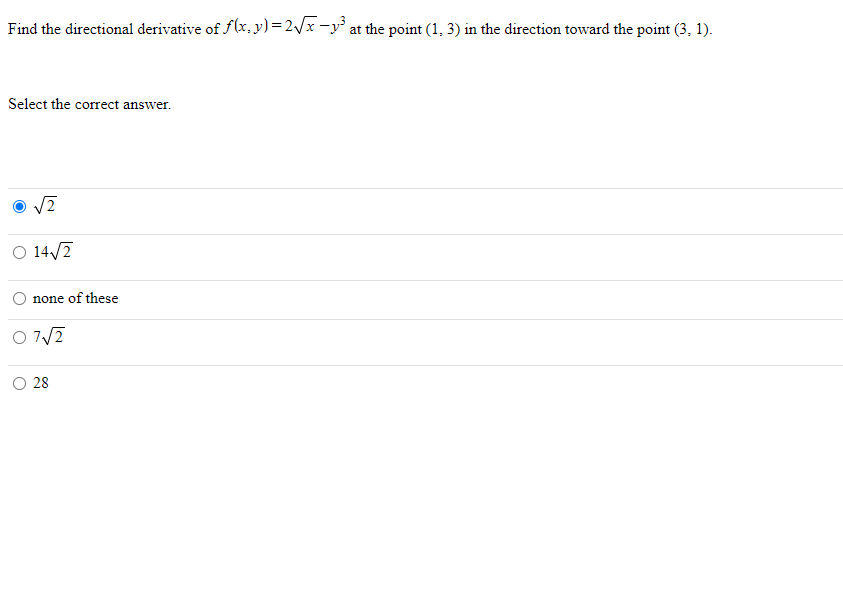 Solved Find The Directional Derivative Of F X Y 2 X Y At